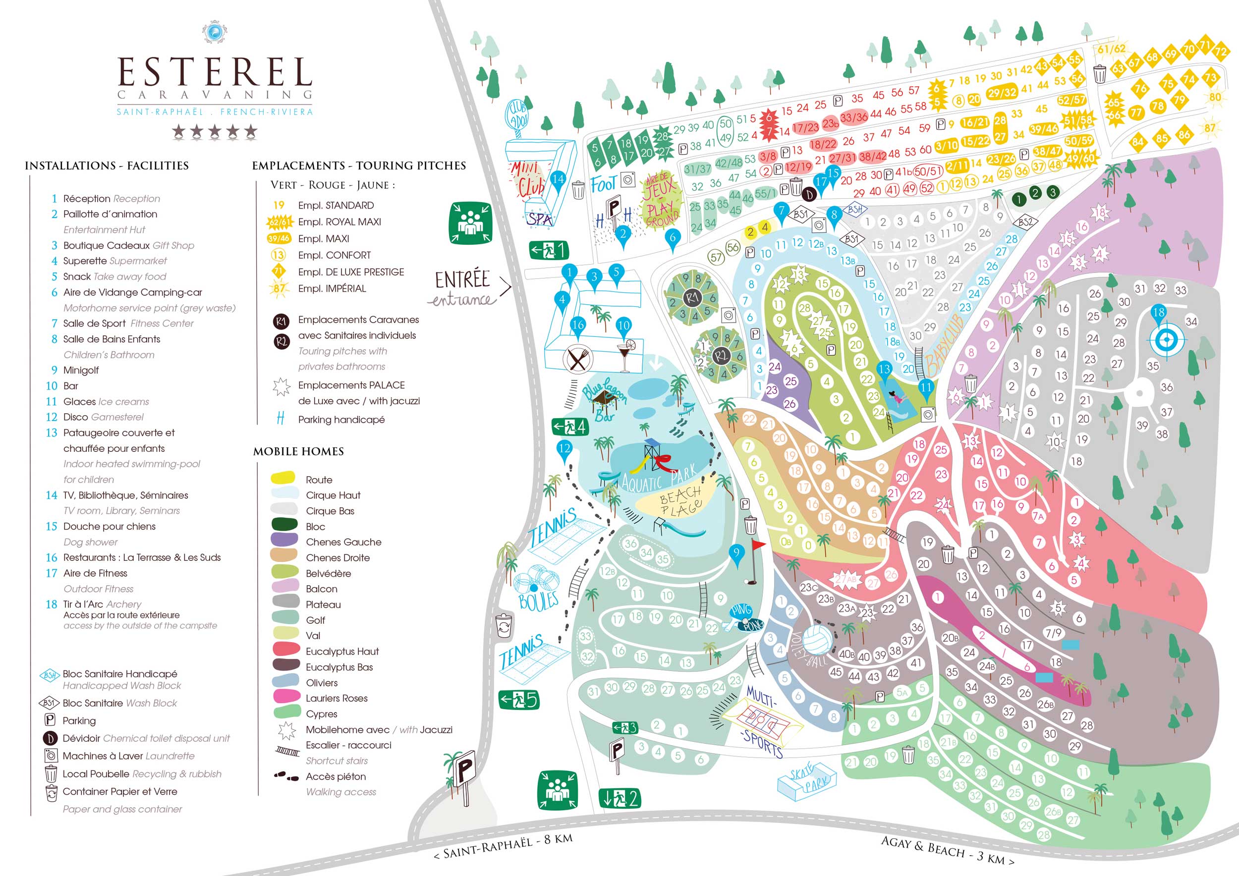 Campsite Map - Esterel Caravaning