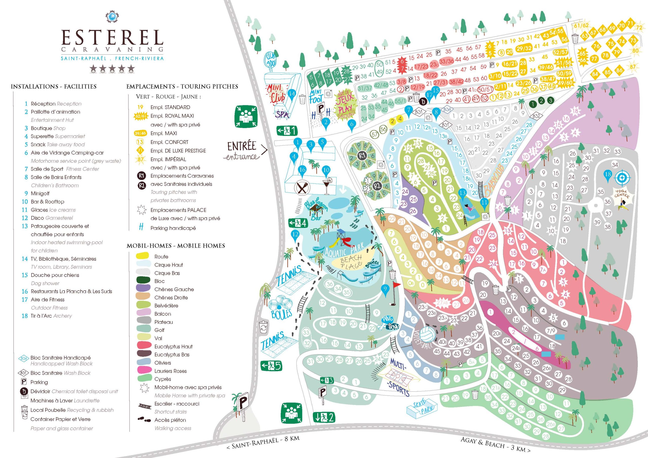 Campsite Map - Esterel Caravaning